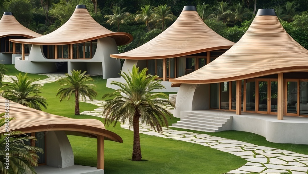 modern architectural style featuring a series of uniquely designed ...