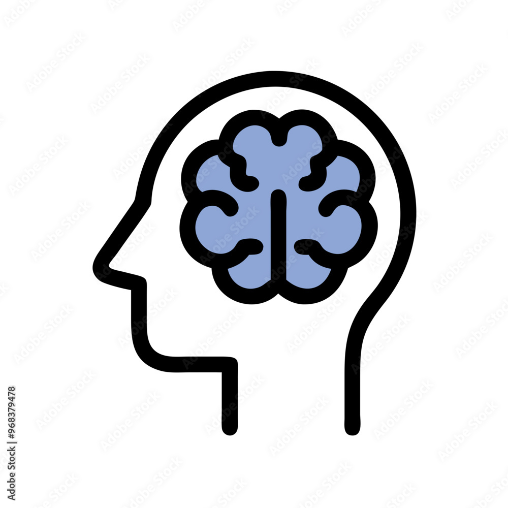 Vector de Stock Brain icon, blue and black, medical symbol for human ...