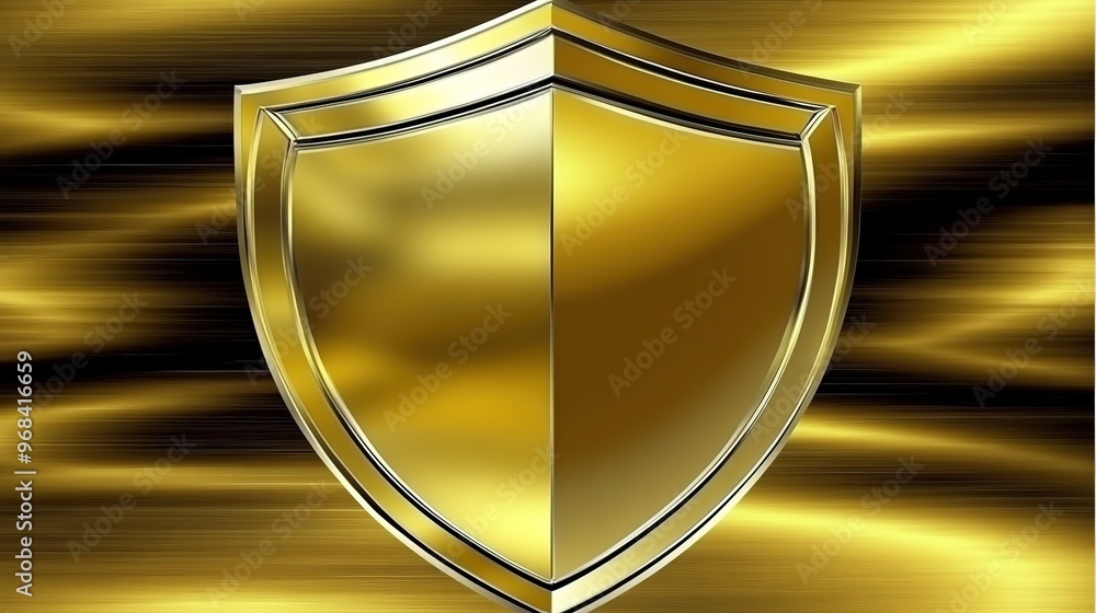 Elegant Shield in Pure Gold Set Against a Gold Background, Highlighting ...