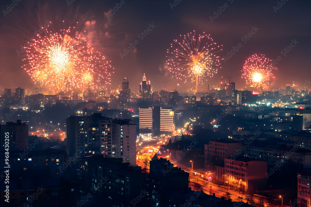 Cityscape Fireworks Photo - Dazzling Fireworks Illuminate the Night Sky ...