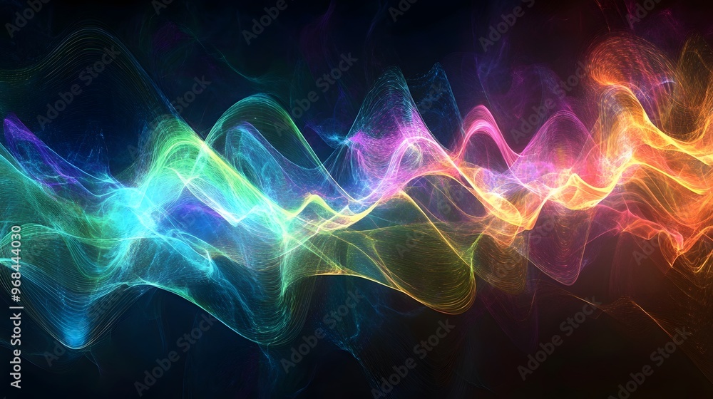 9. A depiction of sound waves traveling through different mediums Stock ...