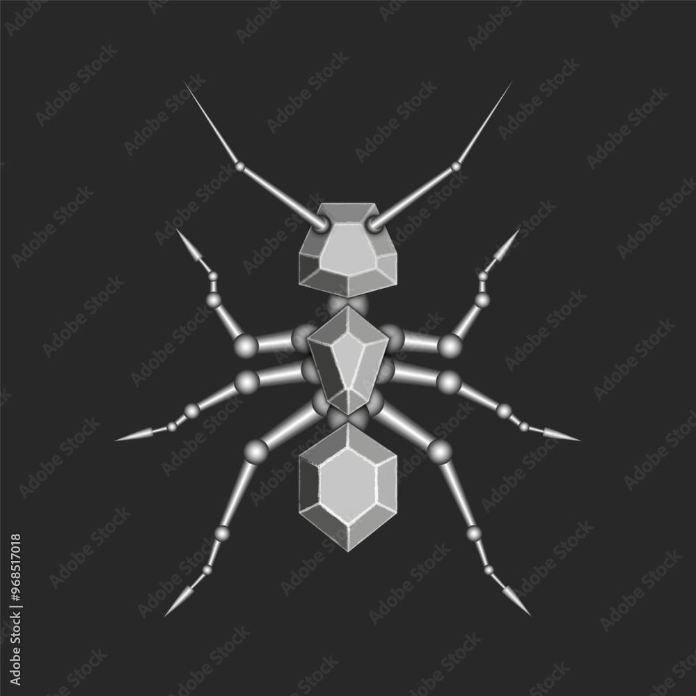 Futuristic 3d cyber ant robot design, showcasing a sleek mechanical ...