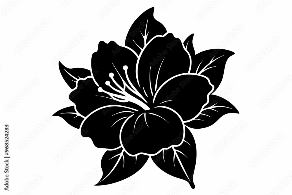 Azalea Vector Silhouette, Azalea flower silhouette clipart isolated on ...