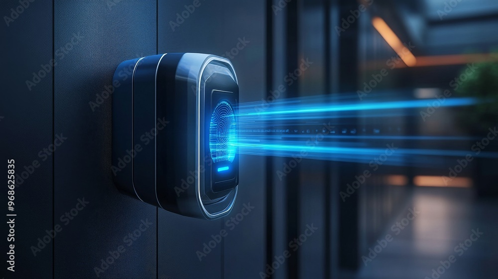 Advanced Biometric Authentication Systems For Secure Entry A Sleek Scanner Reading Fingerprints