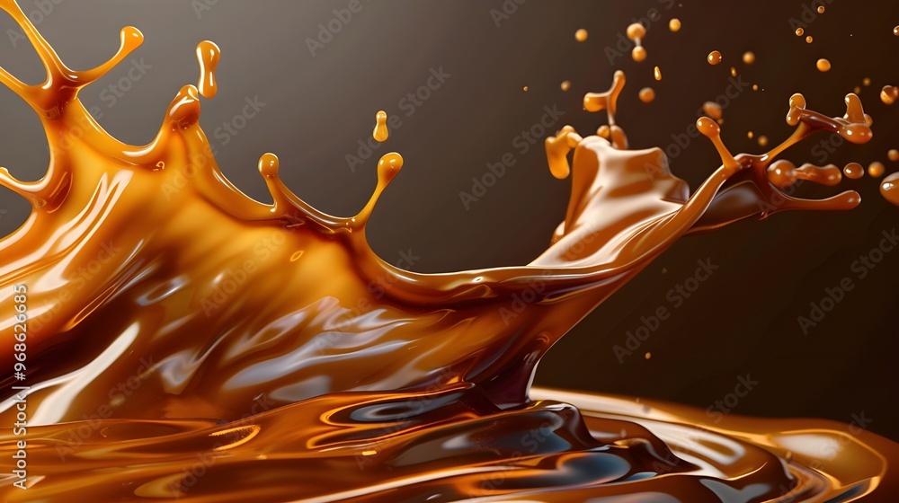 Caramel splash milk sauce chocolate liquid background cream explosion ...