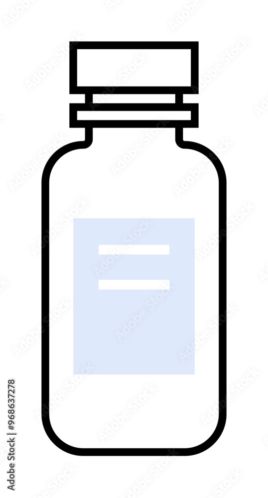 Simple vector drawing of a vaccine vial with a blue label and black ...