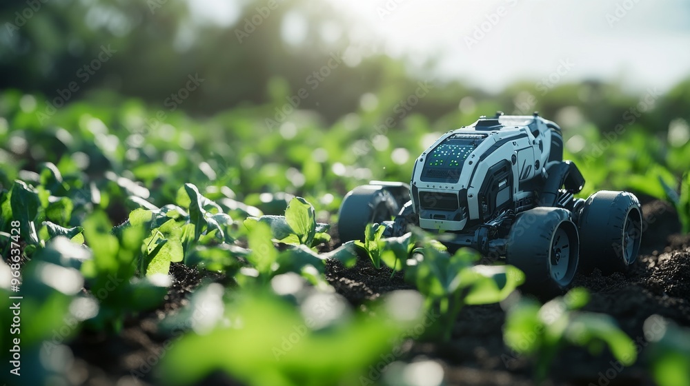 AI-controlled agricultural robots planting seeds and optimizing harvest ...