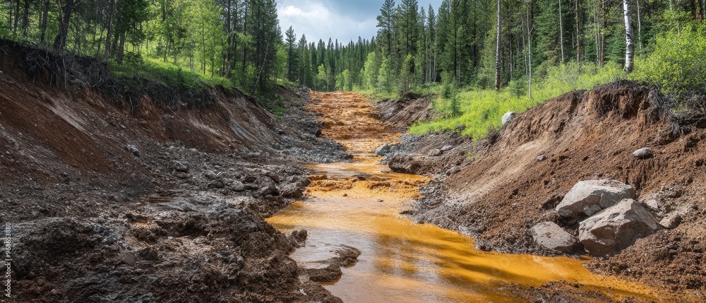 Contaminated mine runoff turning a once vibrant forest into a barren ...