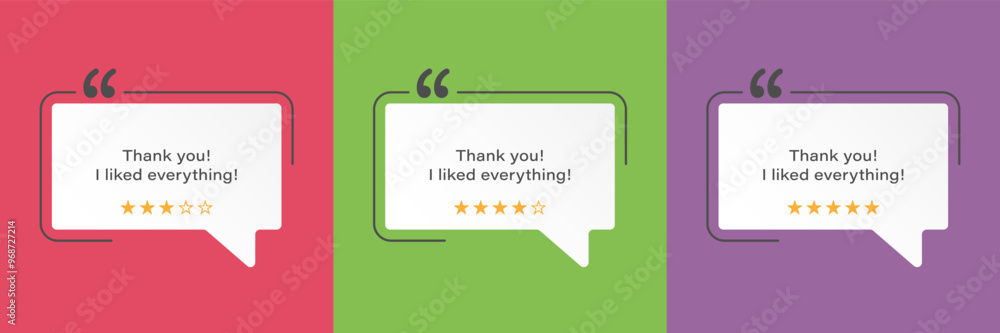 3D bubble testimonial banner, quote, infographic. Social media post ...