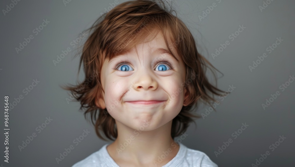 Cute little boy with blue eyes and blond hair, adorable toddler with ...