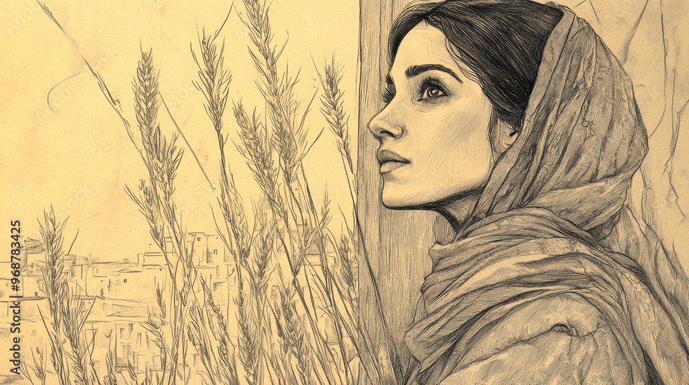 Rahab and the Spies: Rahab protecting the spies on her rooftop, hiding ...