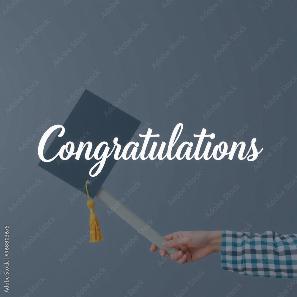 "Congratulations" written in elegant white font with a hand holding a ...