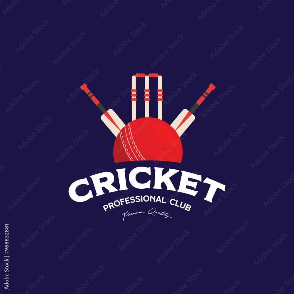 cricket ball element logo template and minimalist level for ...