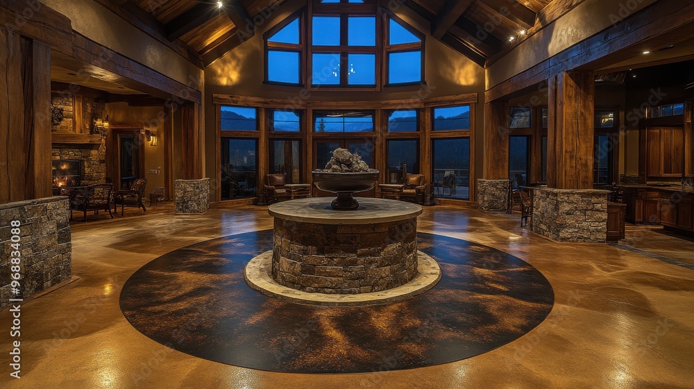 Rustic interior design of an intricate Montana cattle ranch showcasing ...