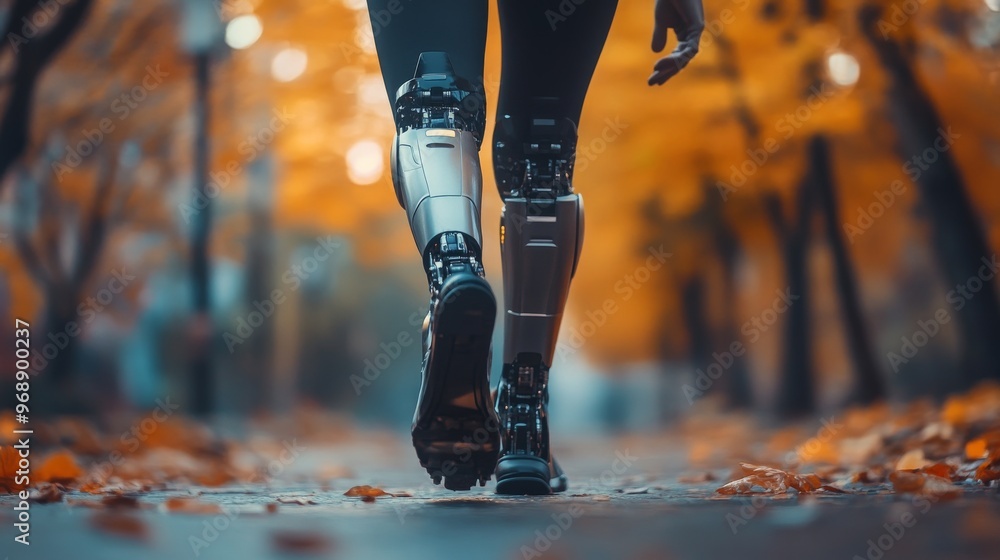 Ai Enhanced Prosthetic Limbs Offering Advanced Mobility A Person Walking Using A Futuristic Ai