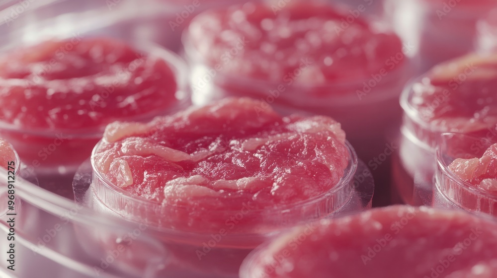cultured meat growing in a lab Petri dish, representing advancements in ...