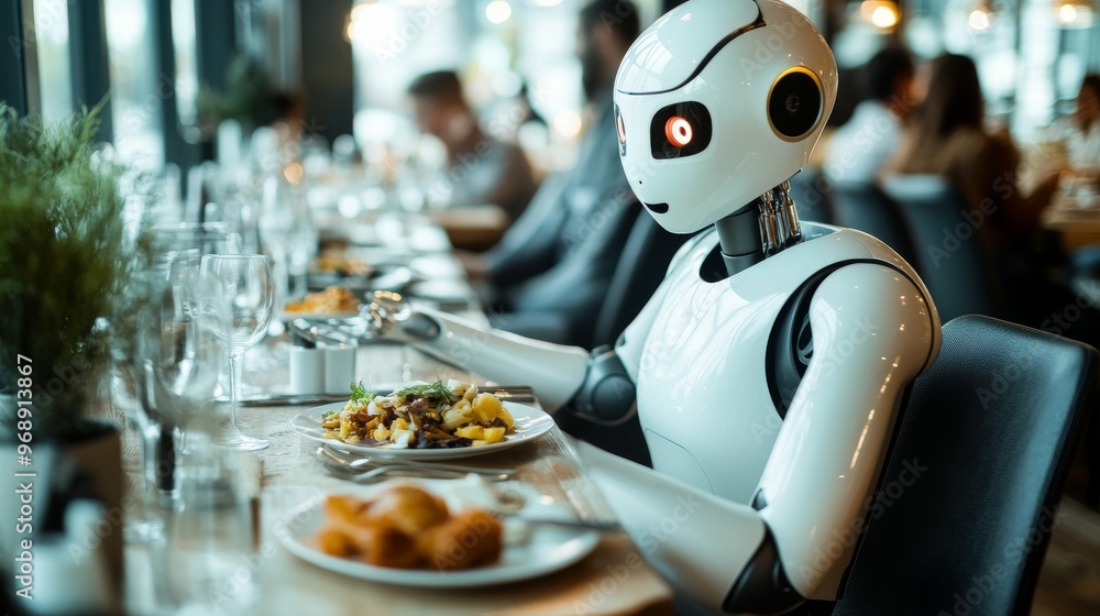 AI-enhanced robotic waiters serving food in smart restaurants ...