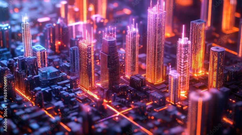 Futuristic AI-powered city planning with dynamic building adjustments ...