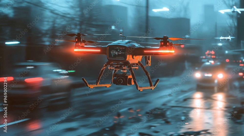 Futuristic AI-powered healthcare drones providing emergency medical ...