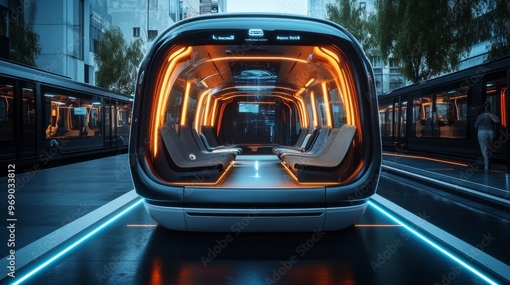 Futuristic AI-powered self-driving public transportation with adaptive ...