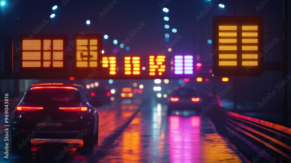 Futuristic AI-powered smart traffic signs providing real-time hazard ...