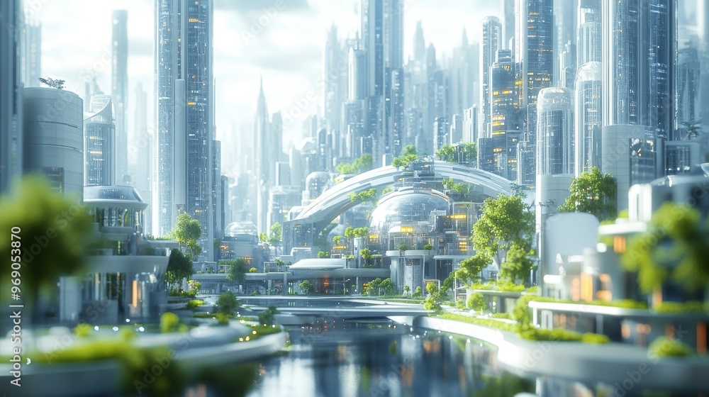 Futuristic AI-powered urban planning systems designing efficient cities ...