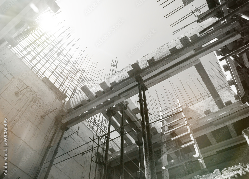 Formwork supports the second floor of a monolithic building ...