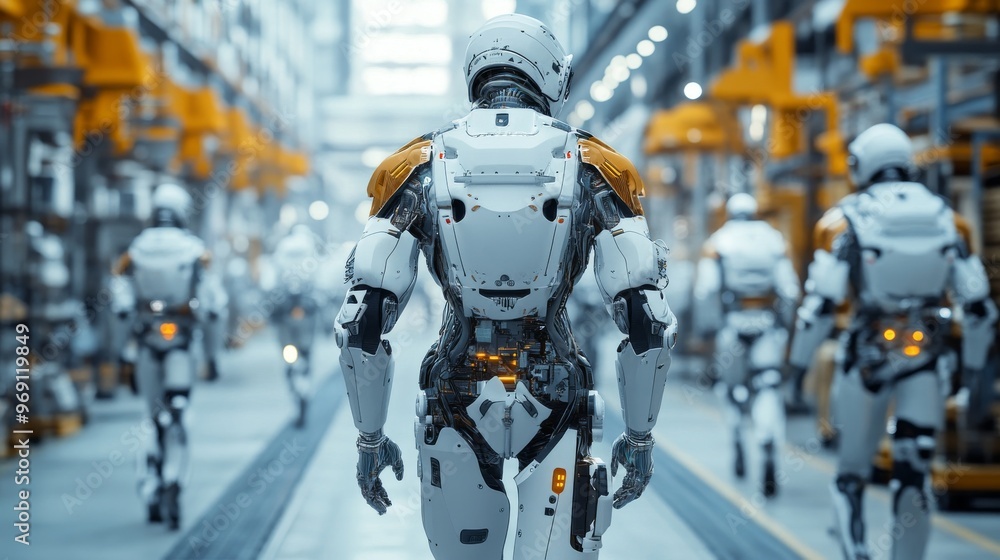 Futuristic exoskeletons enhancing human strength for industrial work ...