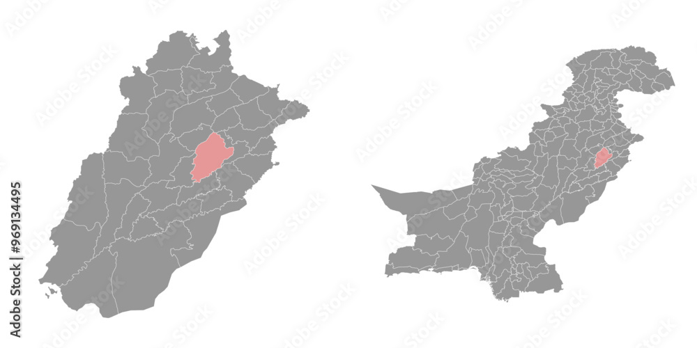 Faisalabad district map, administrative division of Pakistan. Vector ...