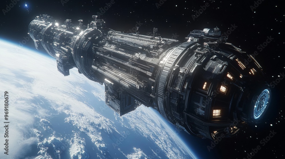 Futuristic AI-controlled space elevators enabling travel between Earth ...