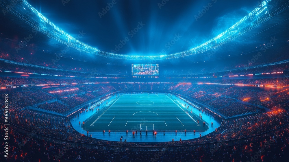 Futuristic AI-controlled sports arenas optimizing fan experiences and ...