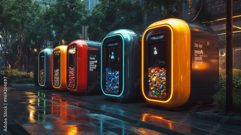 Futuristic AI-driven city waste management with self-sorting recycling ...