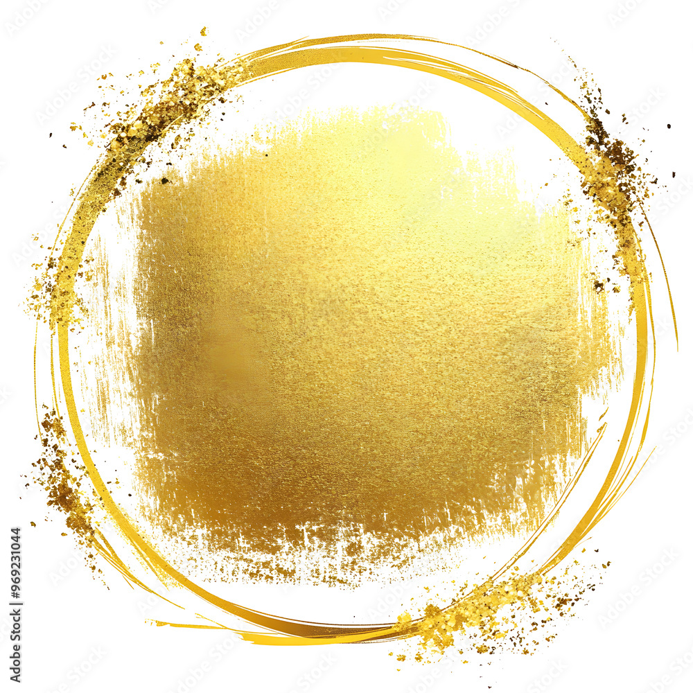 Gold Foil Frame .Gold splatter frames glitter. Gold brush stroke on ...