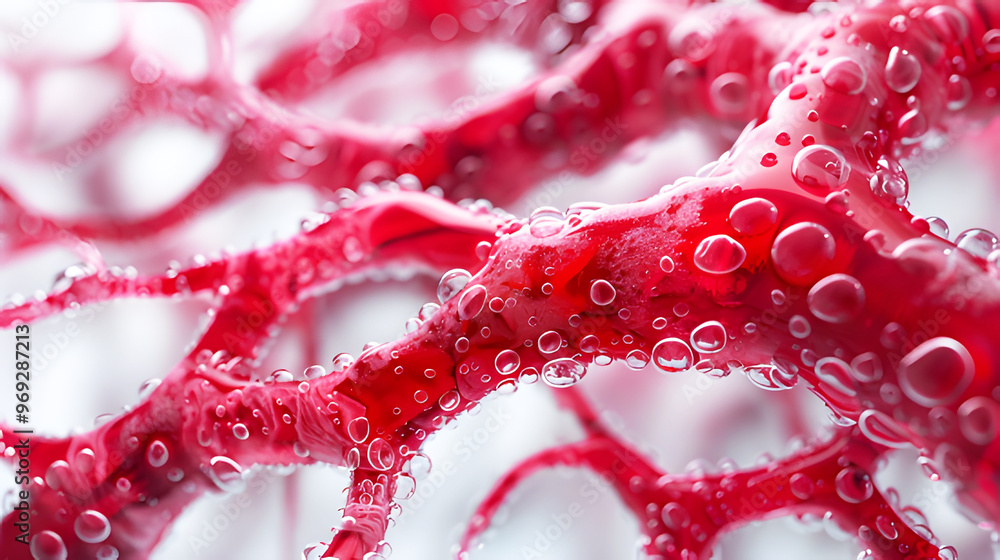 System cell capillary structure red cells blood vessel. Realistic ...