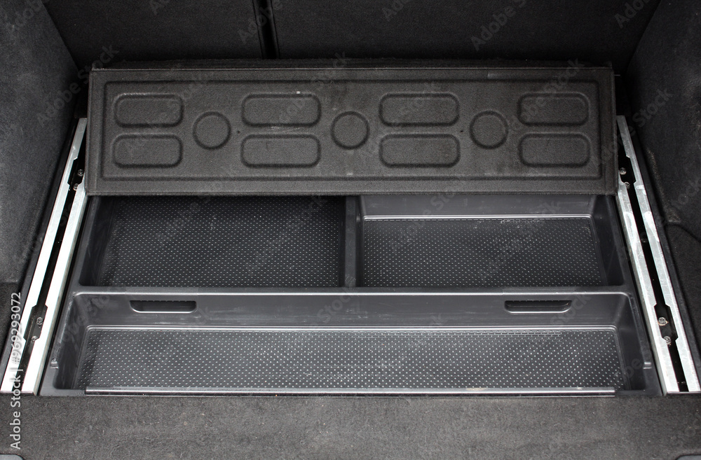 Shelves inside the trunk of car. SUV Trunk Shelf. Car Trunk Organizer ...