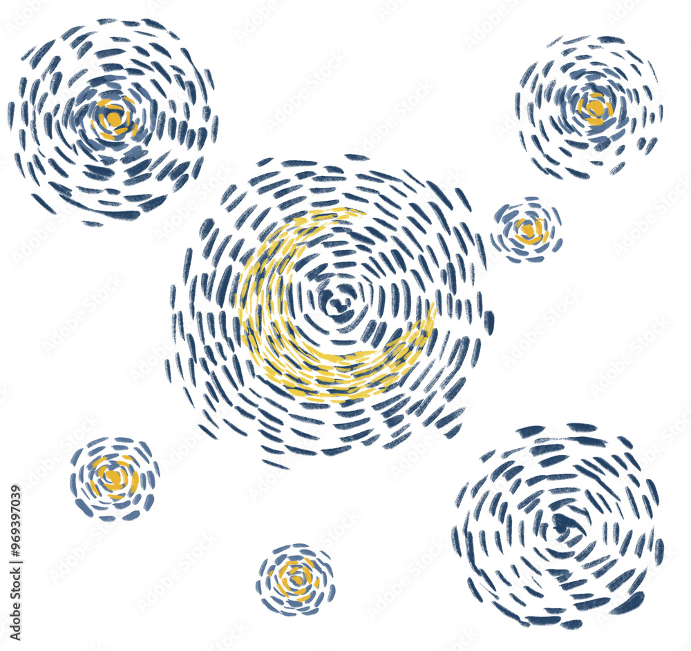 Starry night moon illustration hand painting modern style vincent van ...