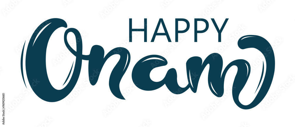 Happy Onam lettering or typography illustration with Happy Onam ...