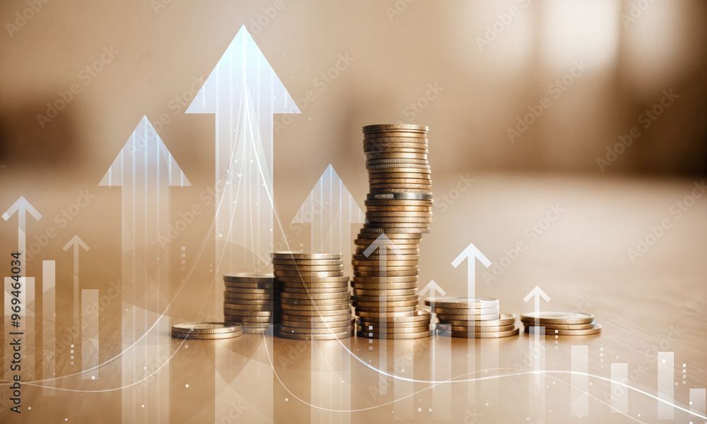 Stock funding or money saving graph with coins. Background for business ...