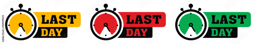 Last day banner with timer. Last offer label. Countdown of time for ...