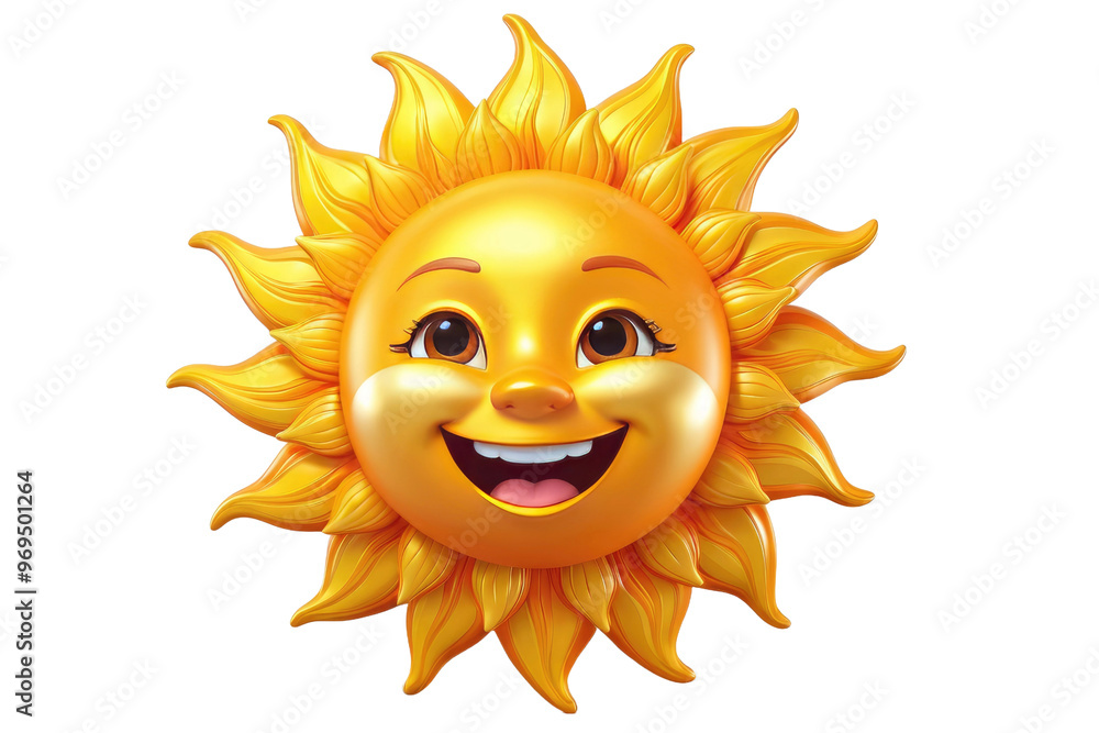 3D cartoon sun, full body, exhibiting cuteness, isolated on white ...