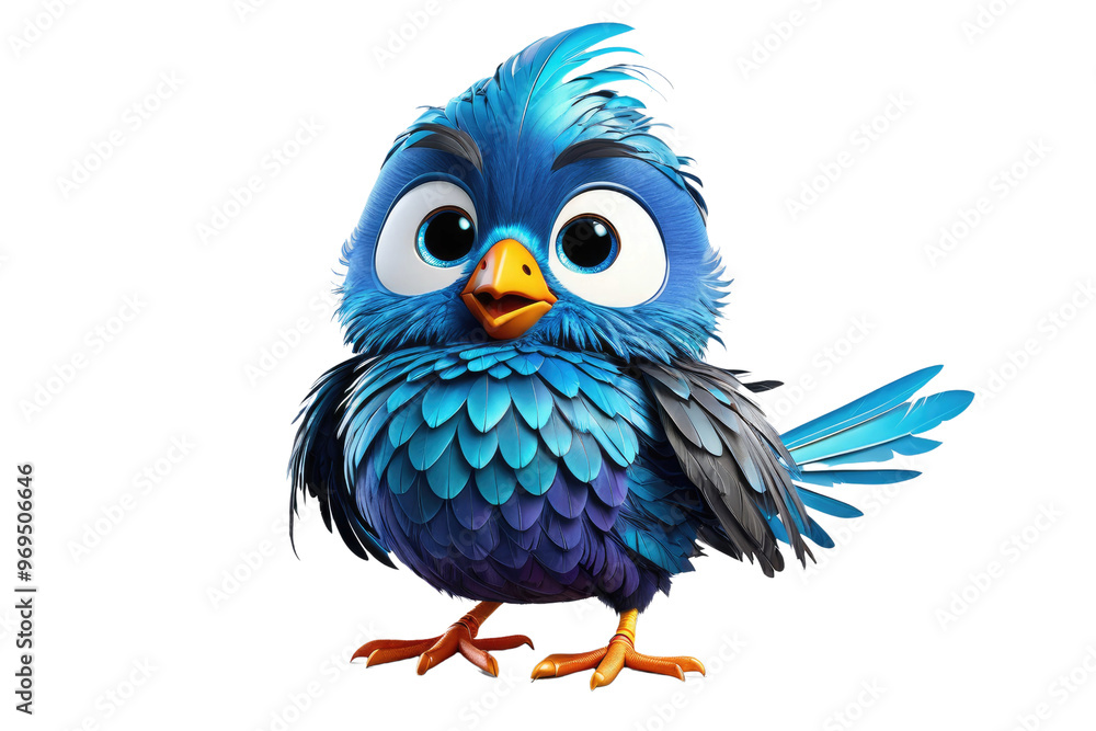 Cartoon-style cute bird character, full body, 3D render, standing alone ...