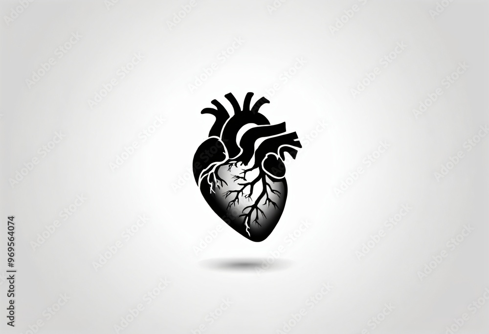 Human heart logo design. icon in black and white color. Ai generated ...