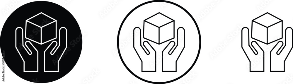 Handle with care sign icons set isolated on transparent background ...