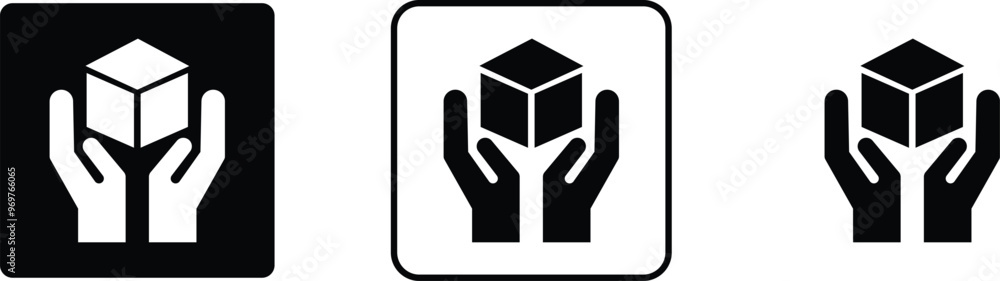 Handle with care sign icons set isolated on transparent background ...