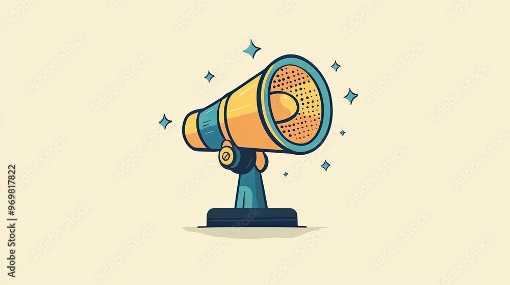 Public address system icon flat design front view classic theme cartoon ...