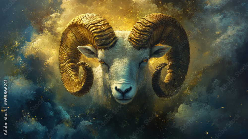 Create an image that captures the essence of the zodiac sign Aries ...