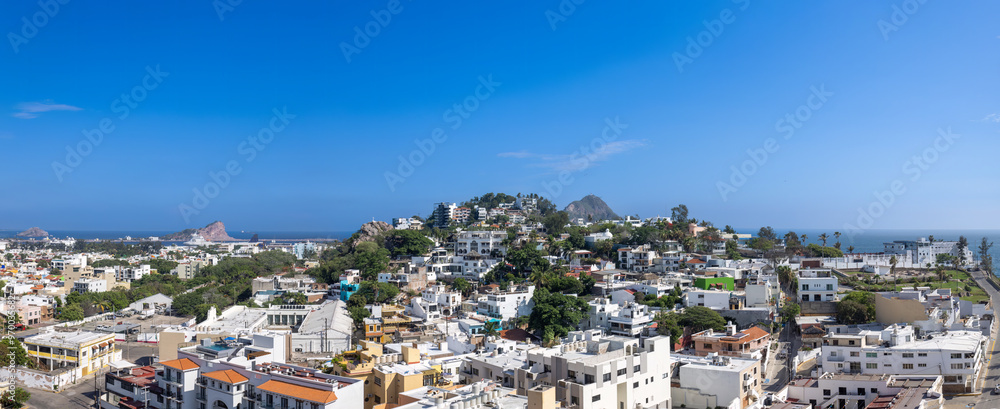 Mexico, Mazatlan scenic panoramic views of historic center near El ...