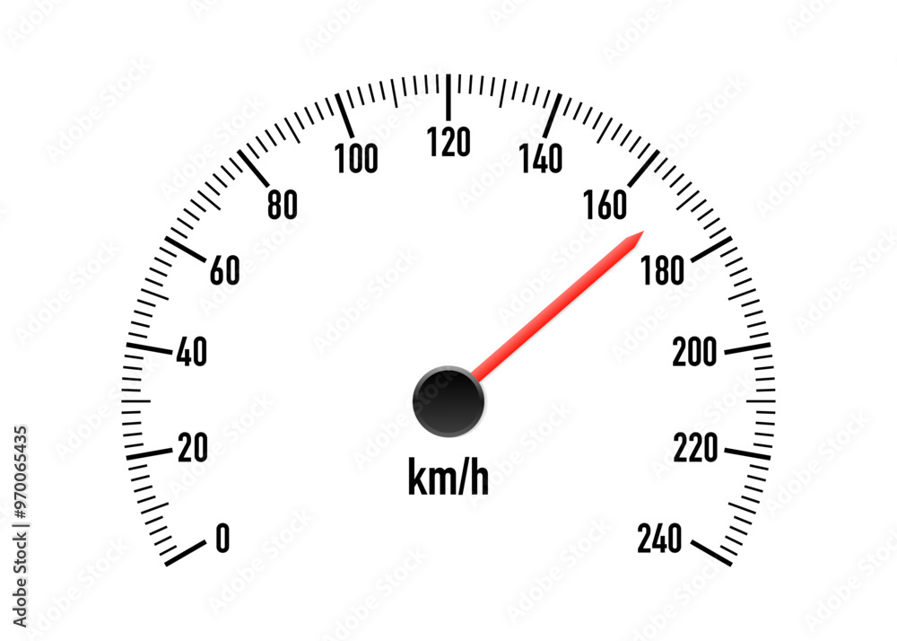 Realistic car speedometer with red speed level scale. Racing speed ...