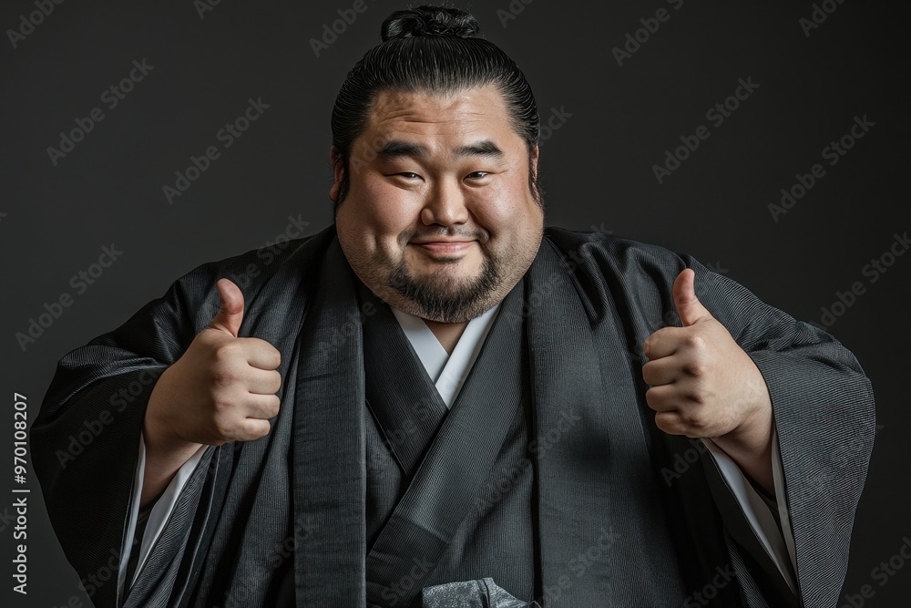 Sumo wrestler in a suit with thumbs up Stock Photo | Adobe Stock