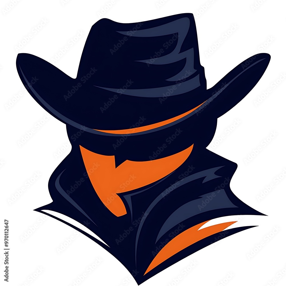 Mysterious cowboy with a cowboy hat and bandana covering his face ...